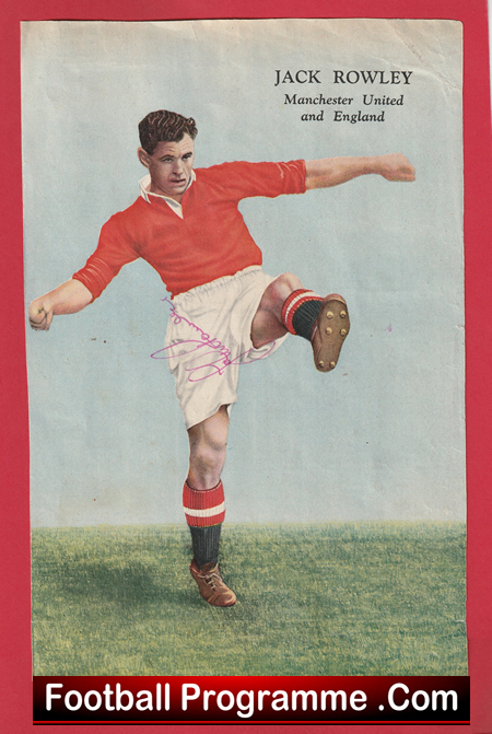 Manchester United Jack Rowley Autograph Signed Picture Man Utd 1940s ...