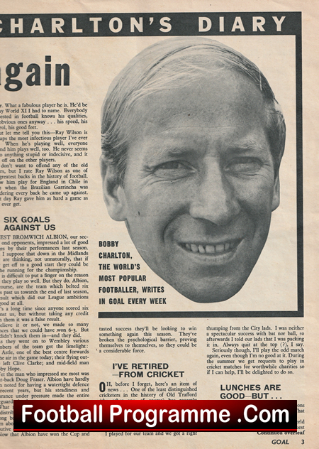Goal Football Magazine Issue Number One 1968 – George Best + Charlton ...
